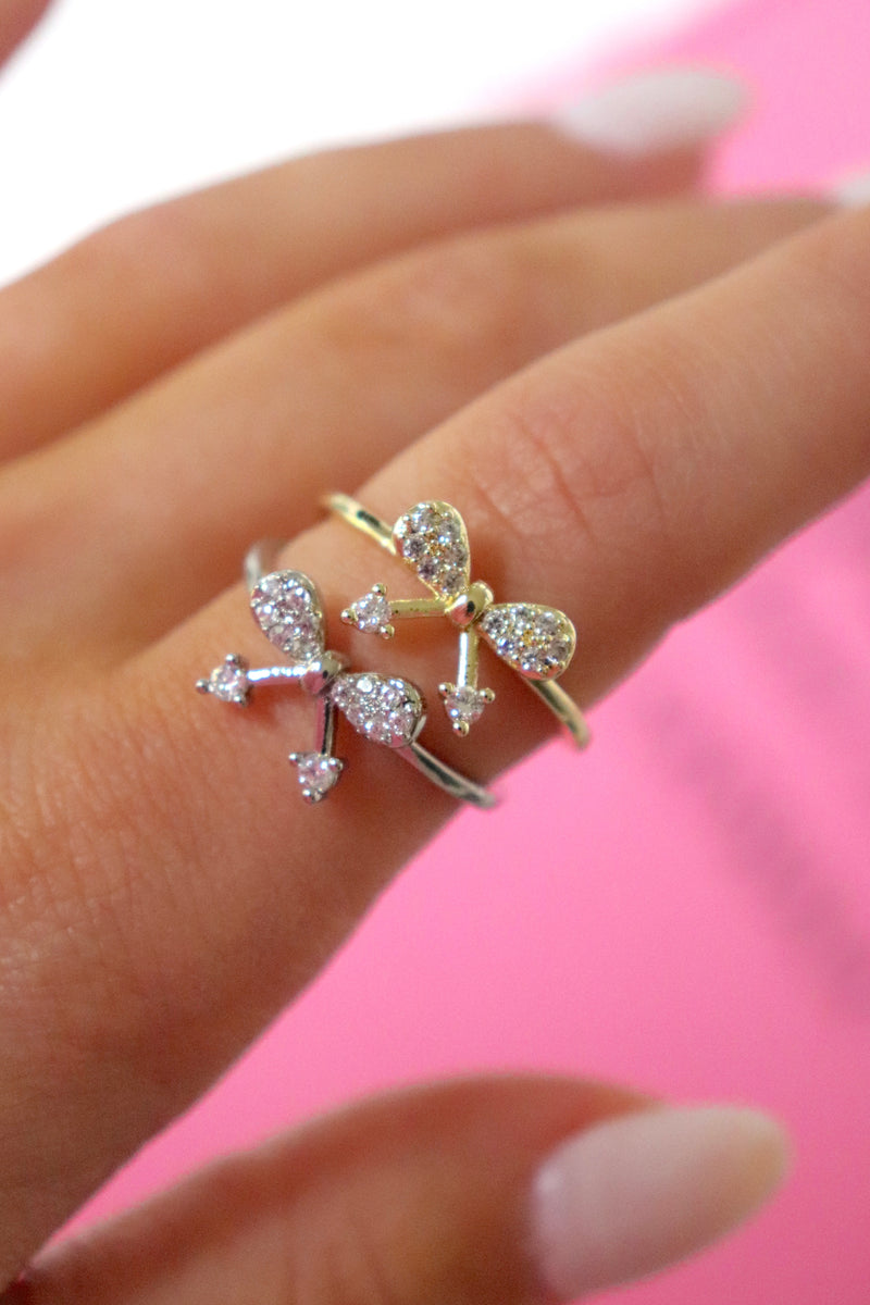 Gold Bow Pavé Ring – Colorful Natalie
